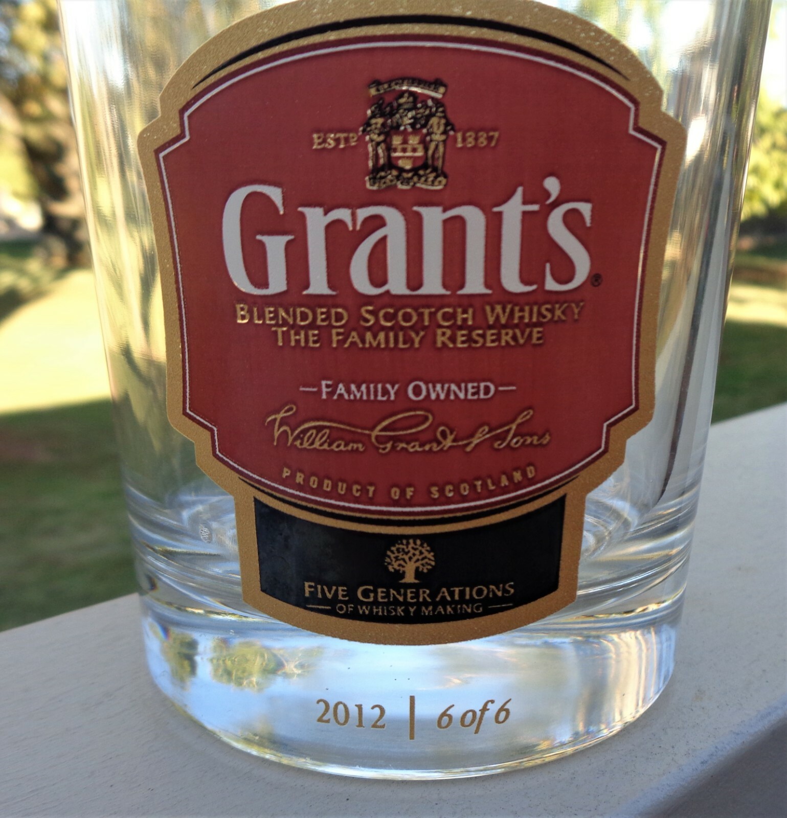 Grant's 5 Generations of Scotch Whisky 300ml Barware Spirit Glass No 6 ...