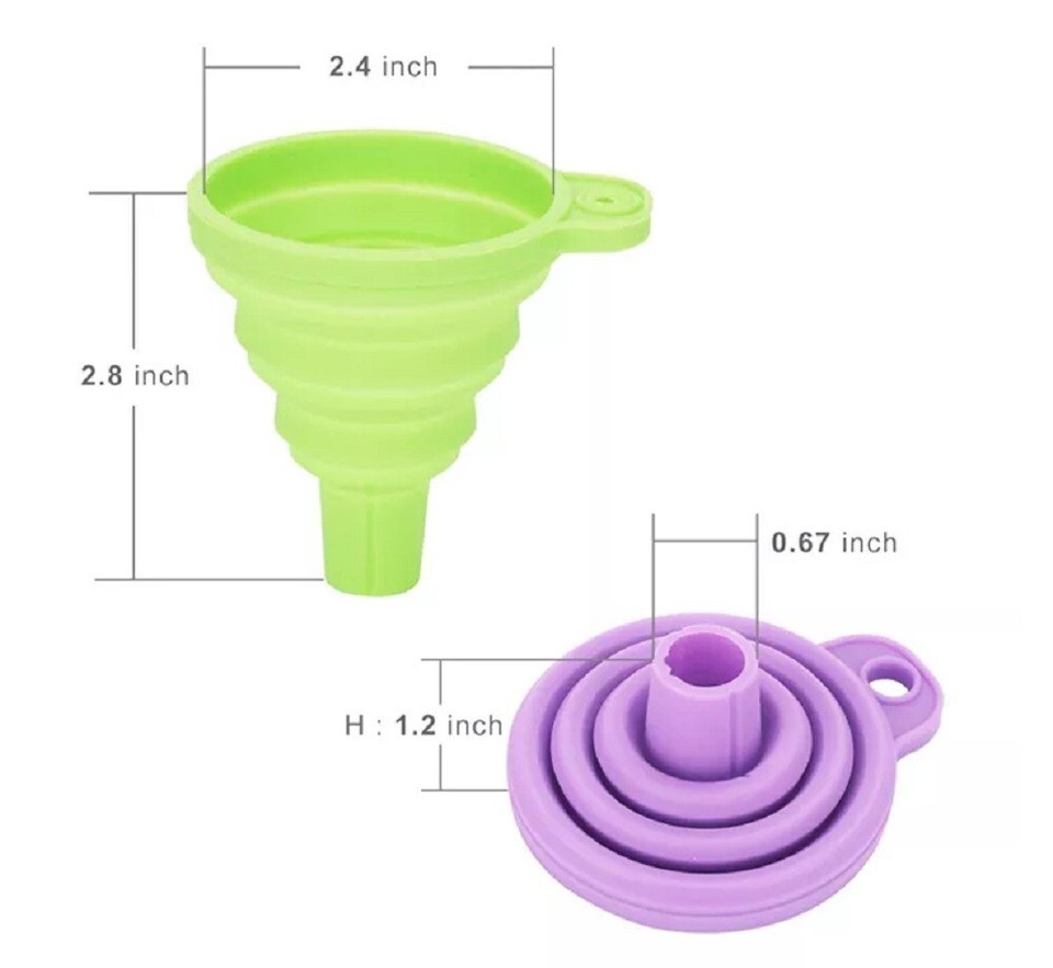 6 Foldable Silicone Funnel Set – Collapsible Kitchen Funnels for Liquid ...