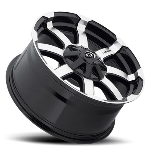 Vision Wheel 413-5783GBMF-12 Set / 4 Black w Machined Face 413 Valor ...