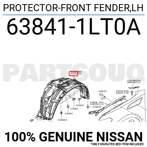 63841-1lt0a Nissan Protector-front Fender LH 638411LT0A Genuine OEM ...