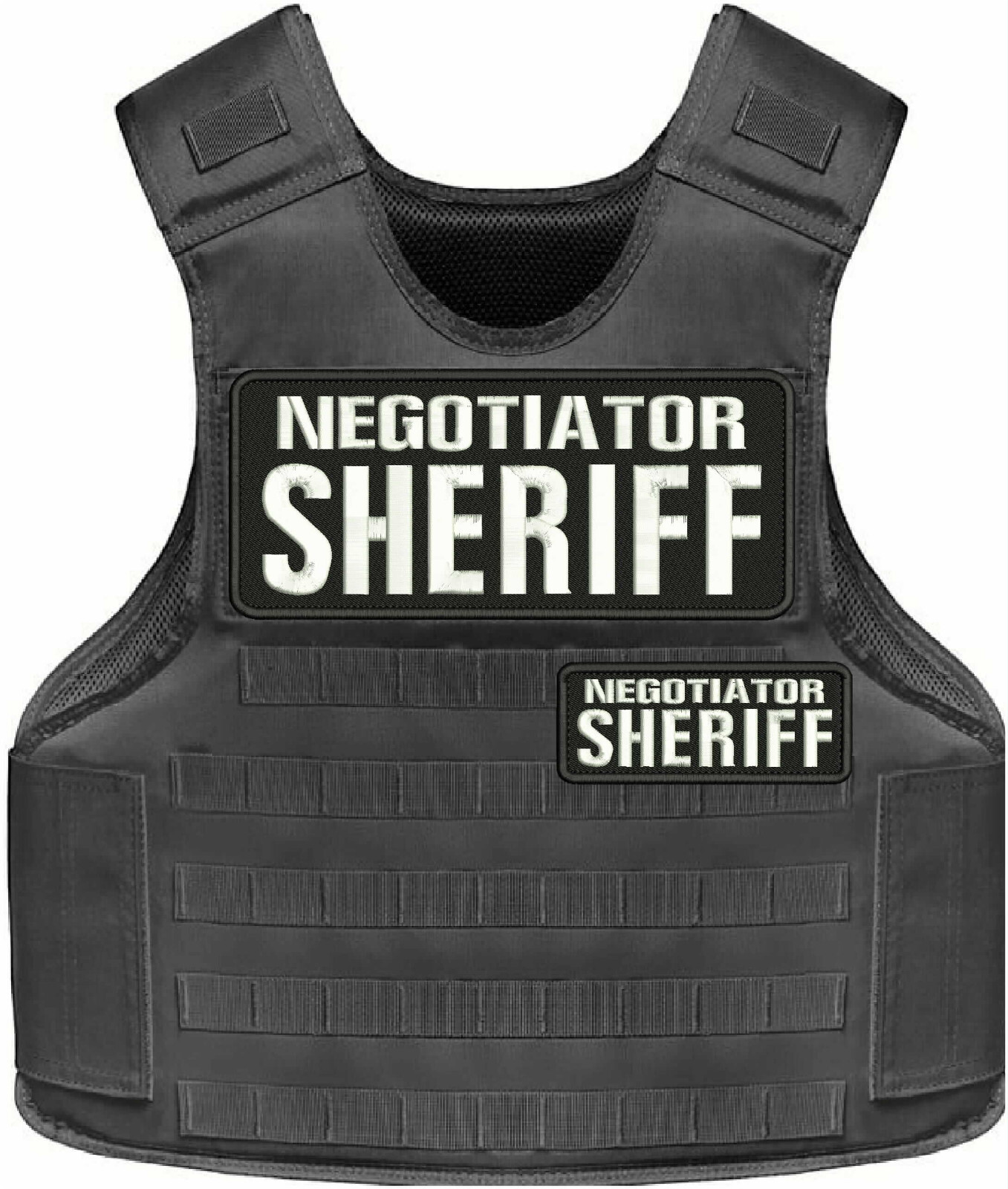 NEGOTIATOR SHERIFF 2 EMBROIDERY PATCH 4X10 AND 2X5 VELCR@ ON BACK WHITE ...