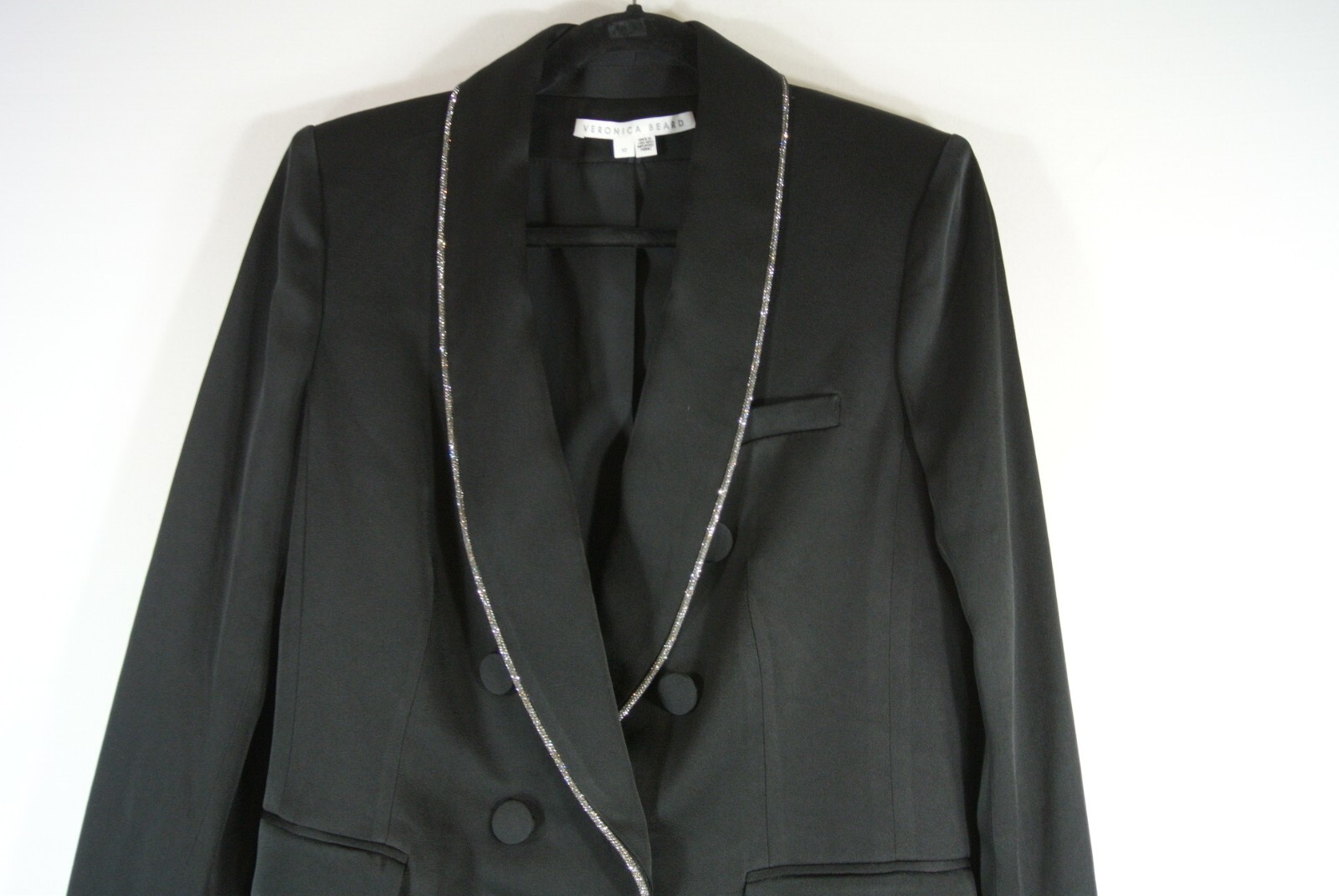 NWT Veronica Beard Jagger Crystal-Embellished Satin Dickey Jacket Size ...