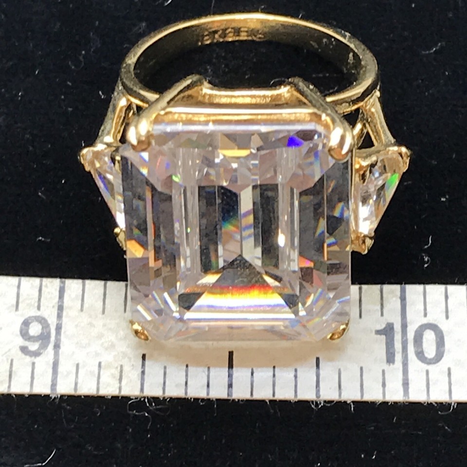 Vintage 18K GE Yellow Gold and Clear Cubic Zirconia's In Huge Design ...