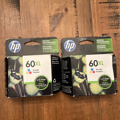 Genuine HP 60XL Tri-Color Printer Ink Cartridges Lot Of 2 *EXP 9/2015 ...