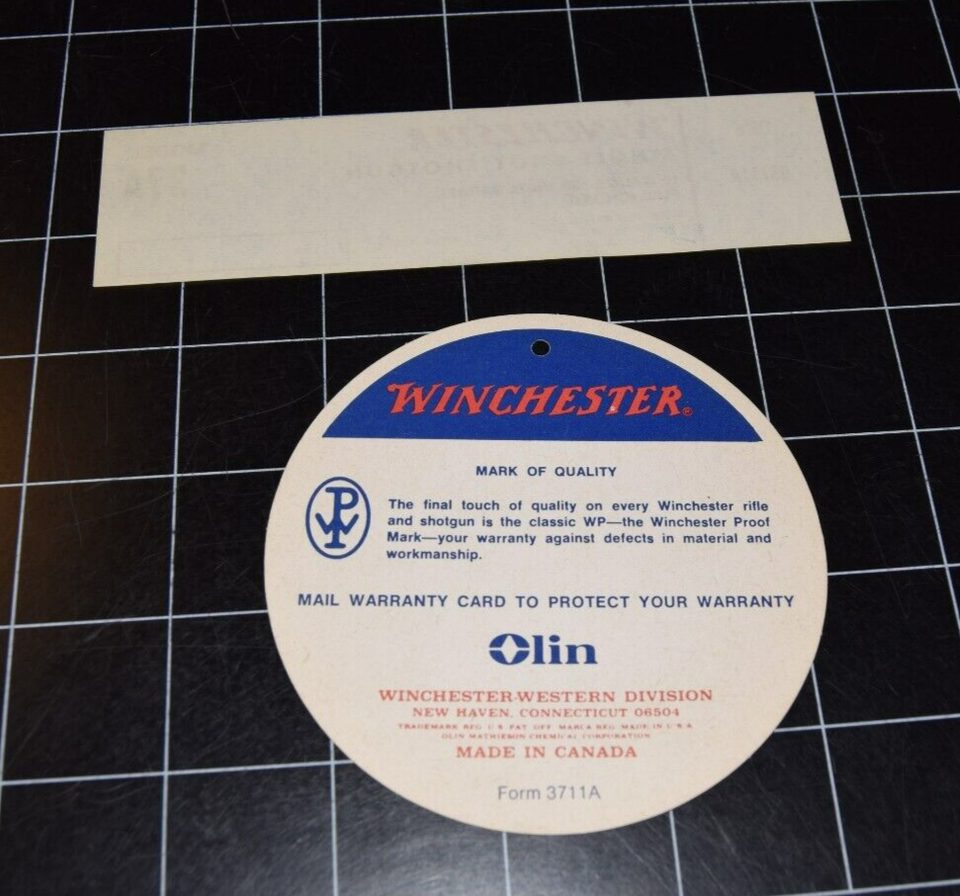 Winchester Model 37A ORIGINAL hang tag and blank box end label 16 gauge ...