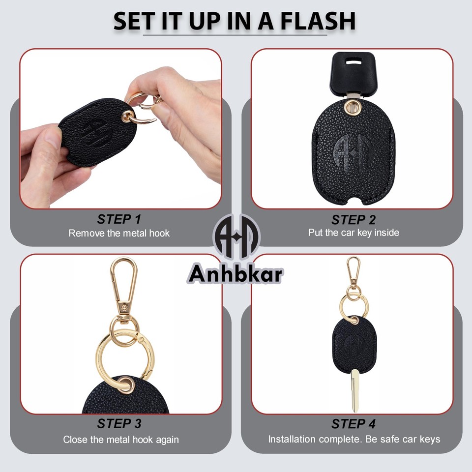 ANHBKAR Leather Keys Sleeve for Broken Car Key Loop Replacement - Cute ...