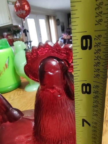 Ruby Red Glass Depression Style Rooster Chicken Candy Dish, Vintage 9 ...