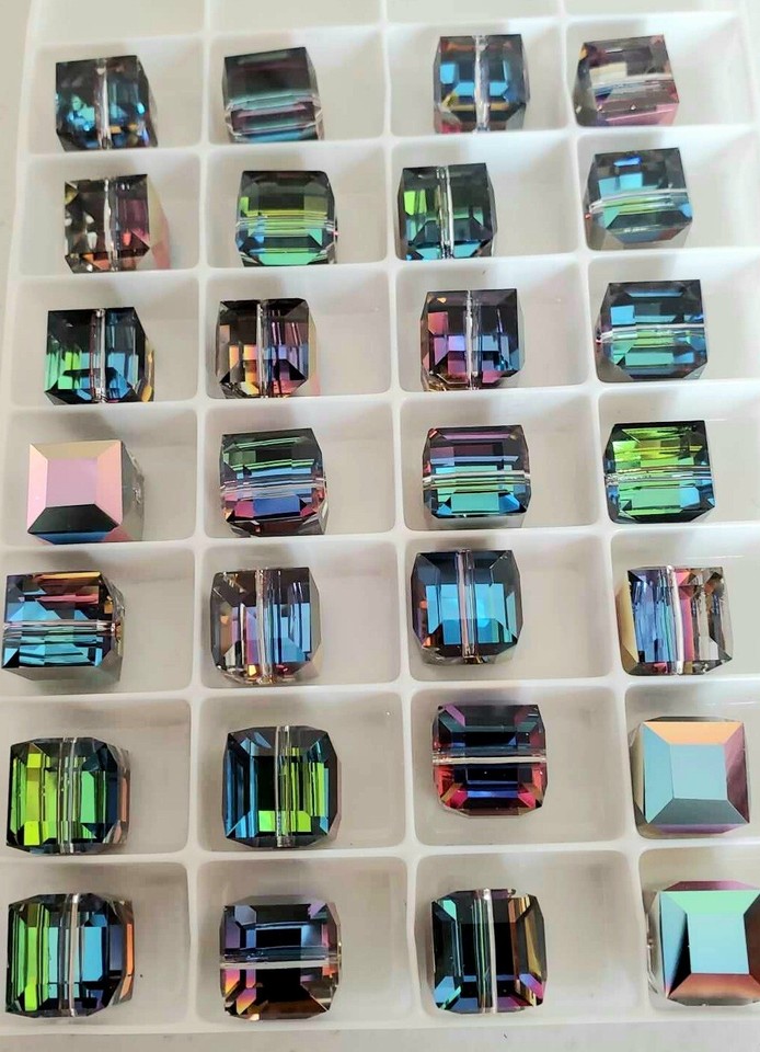 Swarovski Crystal 5601 10mm, Green Sphinx Cube beads (2pcs) | eBay