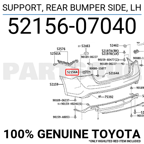 5215607040 Genuine Toyota SUPPORT, REAR BUMPER SIDE, LH 52156-07040 | eBay