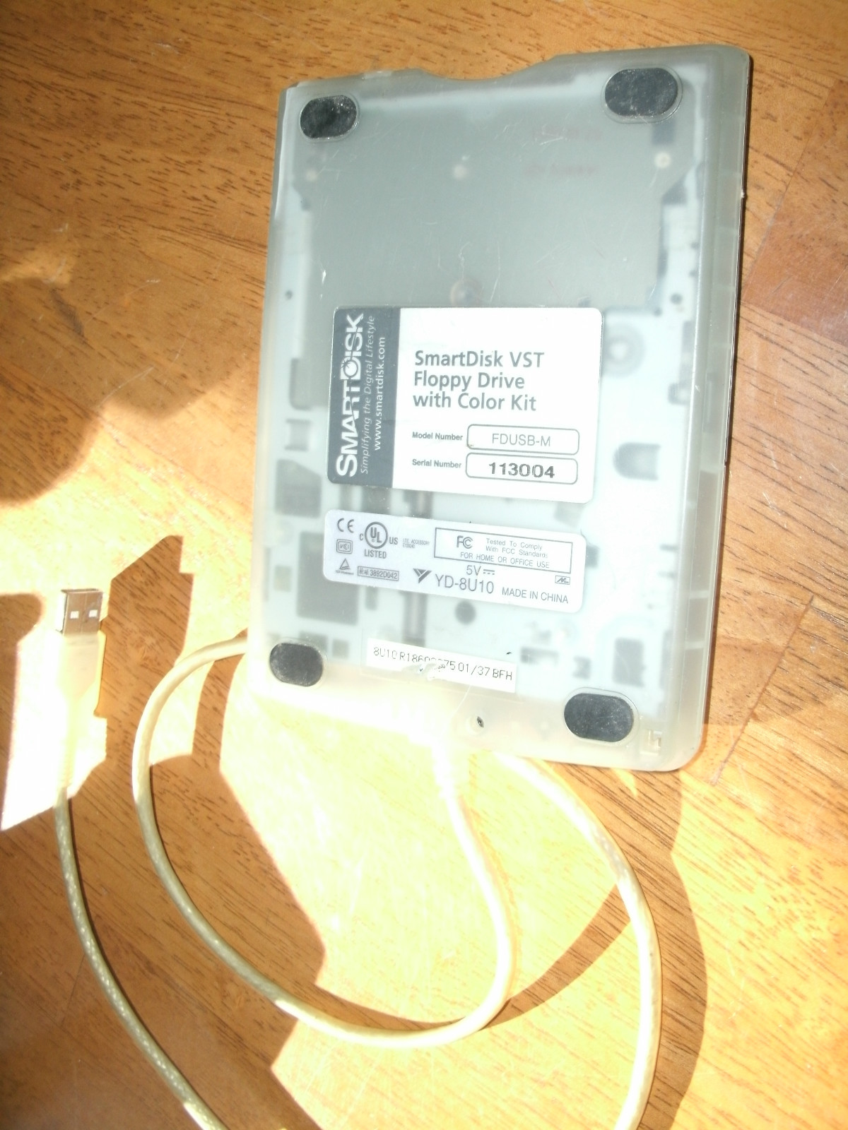 VST External USB Disk Drive Floppy Clear/Gray 1.44MB SmartDisk FDUSB-M ...