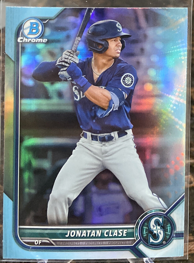 2022 Bowman Chrome Draft Jonatan Clase Sky Blue Refractor Mariners SP ...