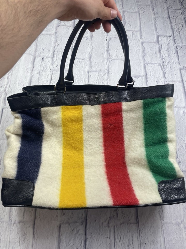 Hudson Bay HBC Striped 100% Wool Bag W Dust Bag Limited Edition Very ...
