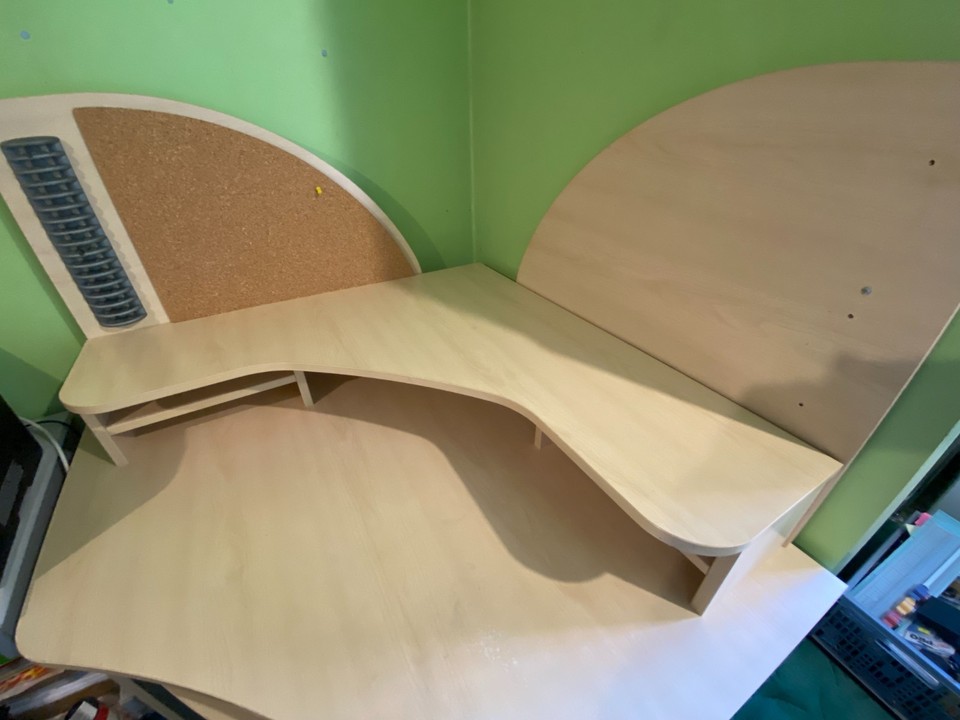 Maple Corner Desk - Home Office Workstation w/ Shelves & Slide-out ...