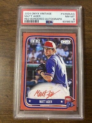 Matt Ager Auto Onyx Vintage Red Ink /25 PSA 8 | eBay