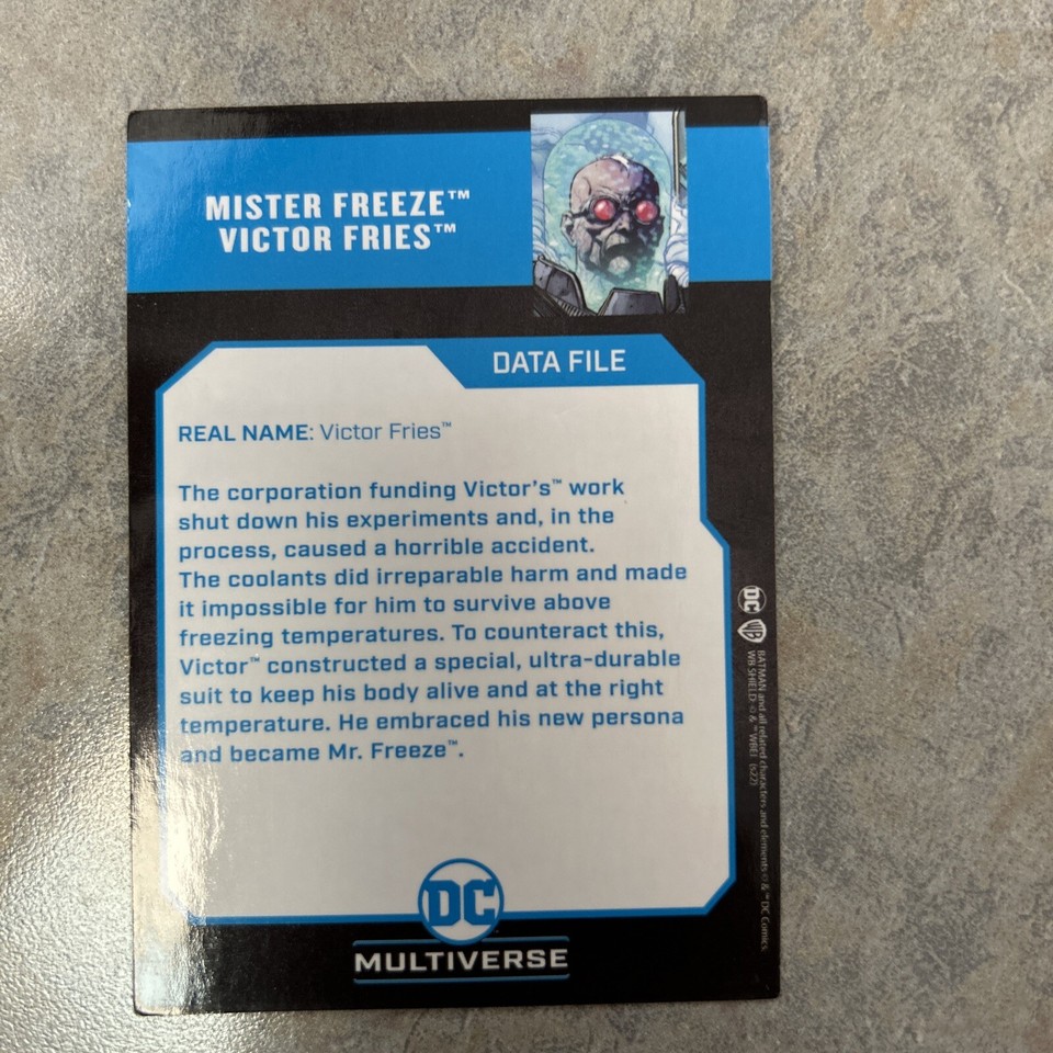 McFarlane DC Mister Freeze Victor Fries Character Trading Card ONLY | eBay