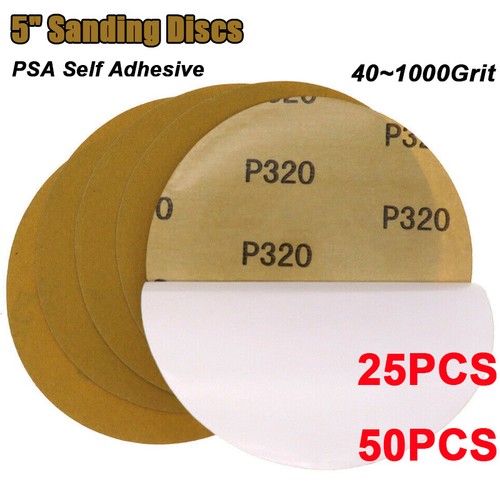 125mm PSA Self Adhesive Sanding Discs 5" Sticky Backed Sandpaper 40 ...