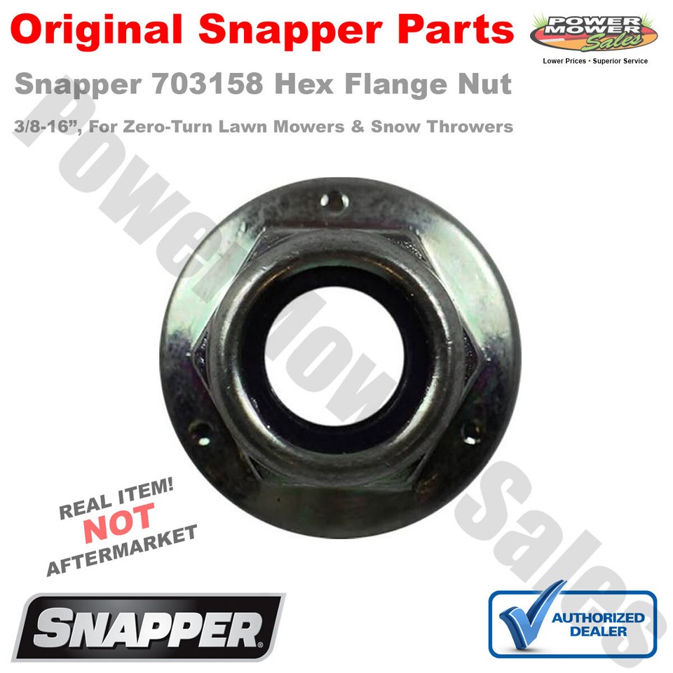 OEM Snapper Hex nut 3/ 8-16 for Snowblowers 703158, 80003660, 1960687 ...