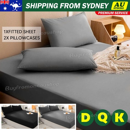 1000TC Ultra Soft Deep Fitted Sheet Set Pillowcases SB/KSB/Double/Queen ...