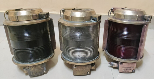 ORIGINAL BRASS MEDIUM TRANSBERG NAVIGATION LIGHTS SET OF 3 PC. | eBay