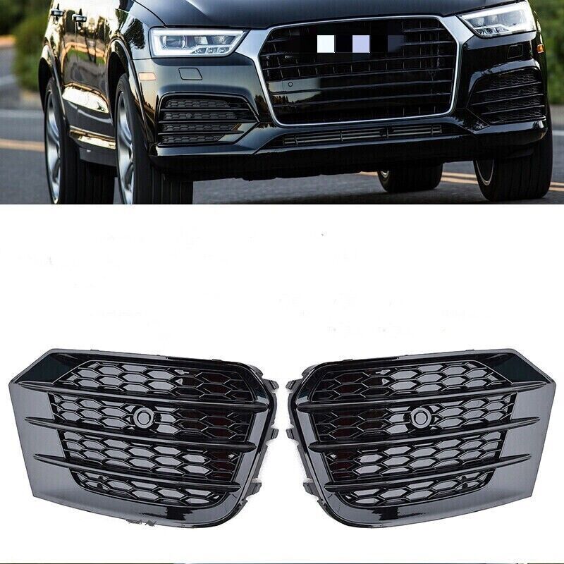 Black Audi Q3 Fog Light Grill Front Honeycomb Grille For Audi Q3 2016 ...