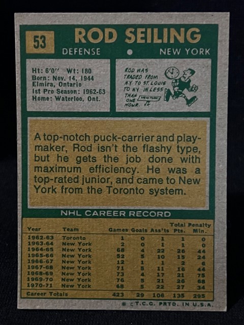1971-72 Topps - #53 Rod Seiling for sale online | eBay