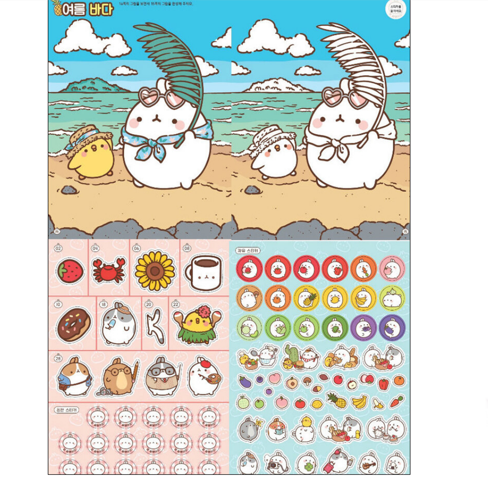Molang Piu Piu Anime Sticker Coloring Book Happy Bunny Gifts Korea ...