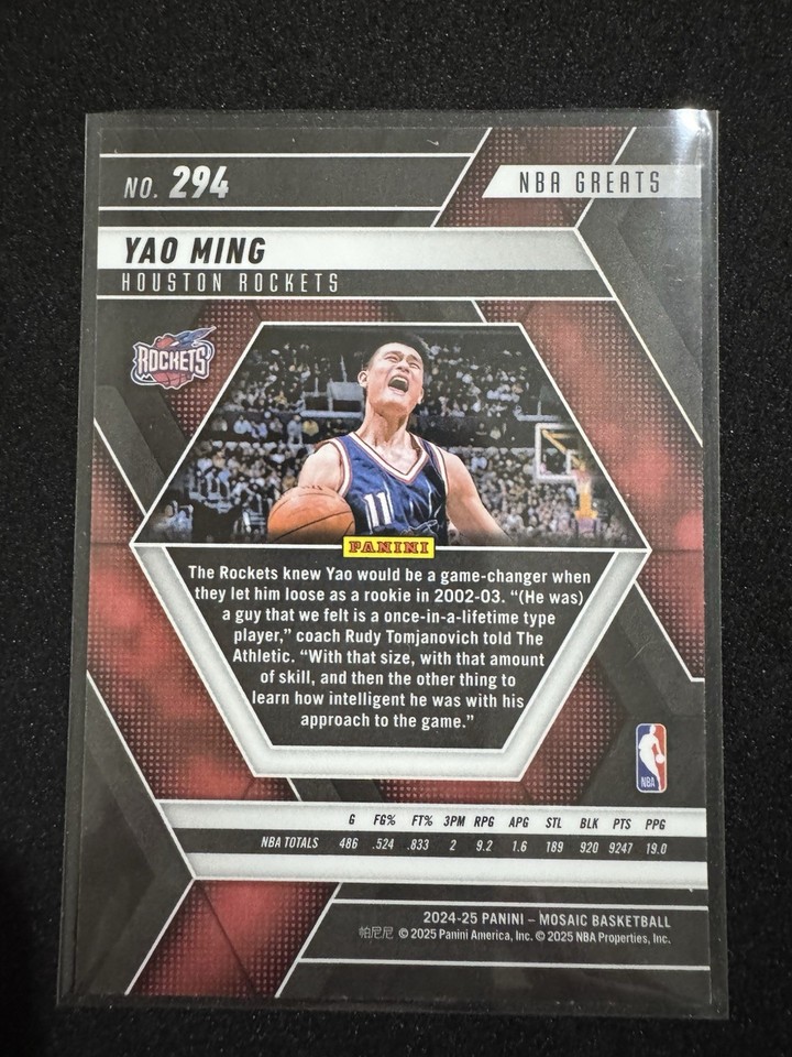 2024-25 Panini Mosaic - NBA Greats Yao Ming #294 Silver Prizm | eBay