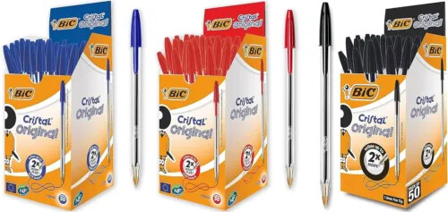 New BIC Cristal Medium BallPoint Pens Biros 1.0MM BLACK,BLUE,RED,3 ...