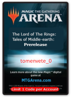 Lord of the Rings (LTR) MTG Arena Prerelease Code Card for 6 Booster ...