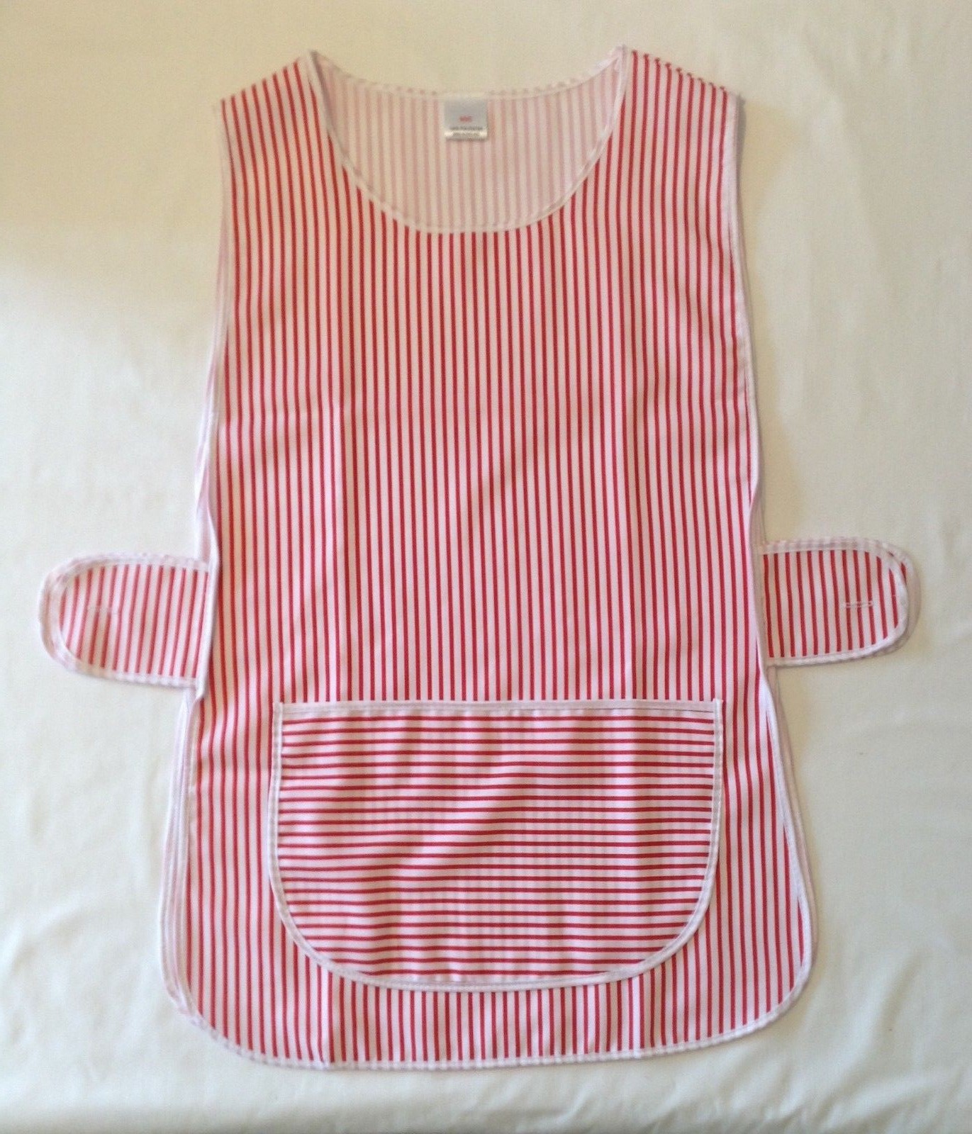 NEW LADIES STRIPED CATERING OVERALL TABARD CLEANING APRON FRONT POCKET ...