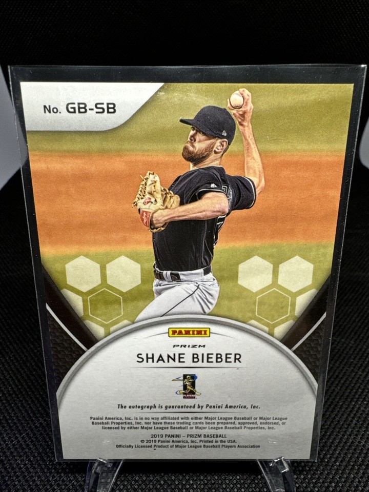 2019 Panini Prizm Game Ball Graphs Shane Bieber Auto Cleveland Indians ...