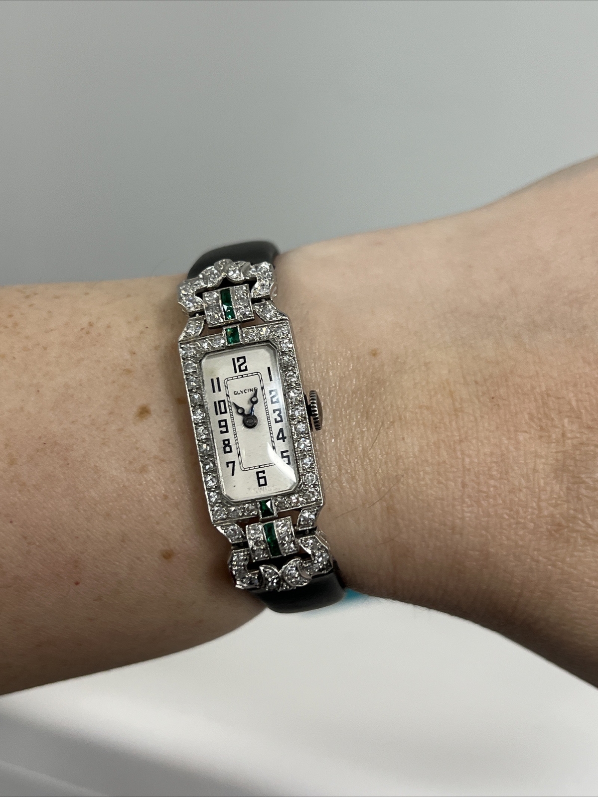Rare 1920s Glycine Platinum Diamond & Emerald Woman's Art Deco Watch | eBay