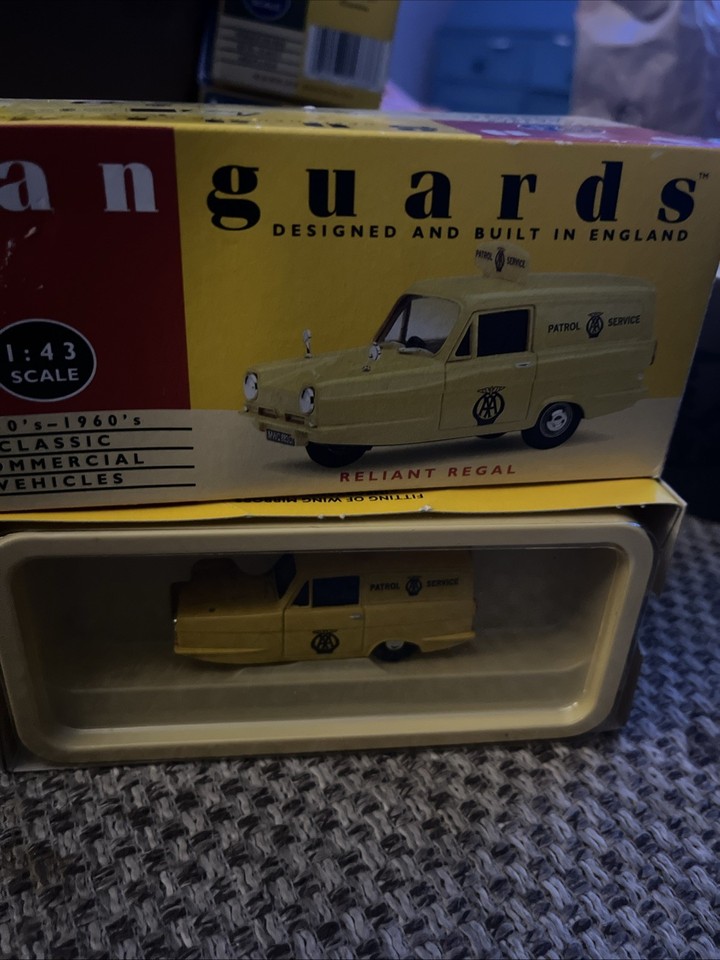 Boxed mint 1:43 scale Vanguards VA22001 AA Reliant Regal PATROL SERVICE ...