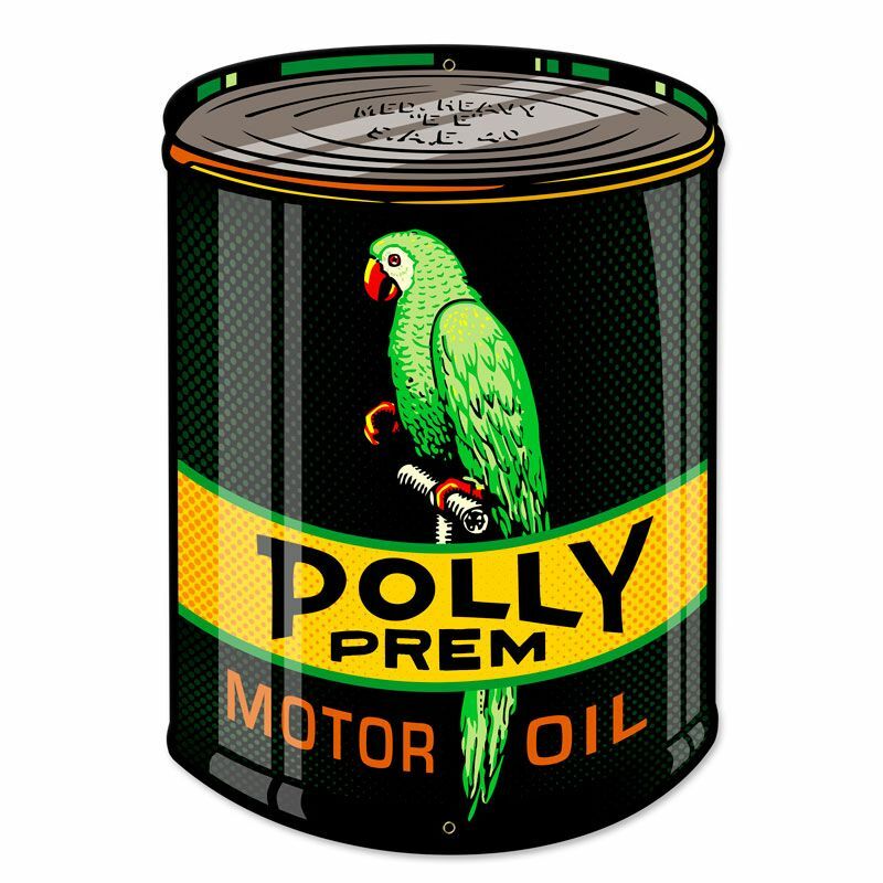 POLLY PREM MOTOR OIL CAN 20" HEAVY DUTY USA MADE METAL GASOLINE ...