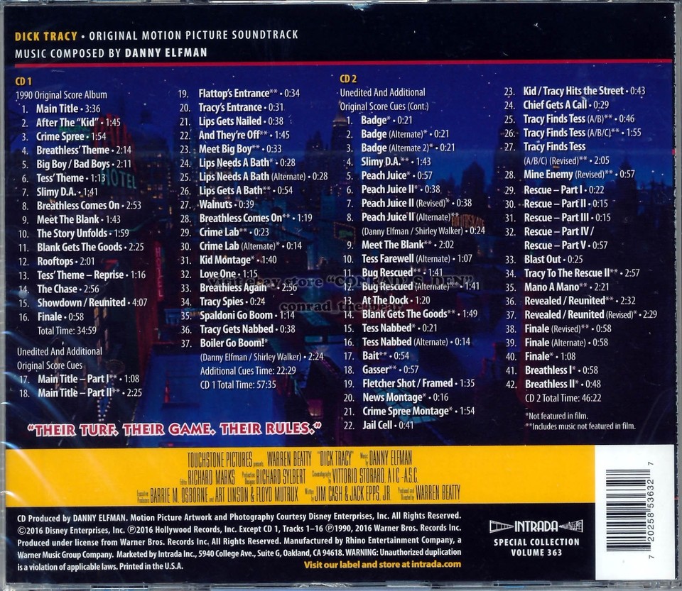 Danny Elfman "DICK TRACY" score Intrada Ltd 2CD SEALED sold out | eBay