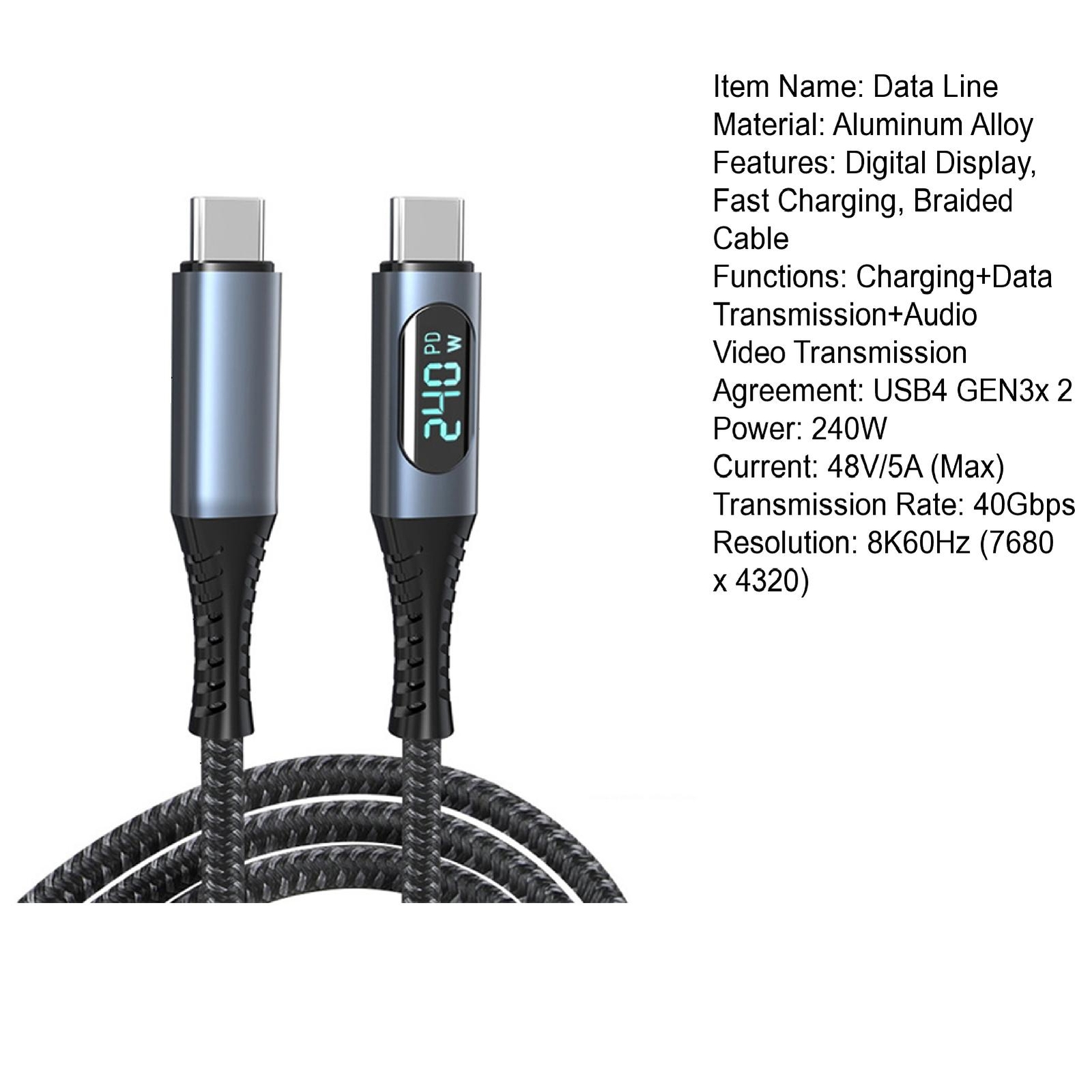 Charging Cable 240w 40gbps Fast Charging 240w Type-c Charger Cable ...