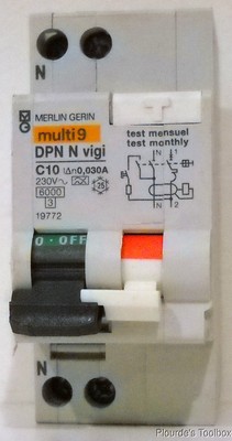 New 10 amp Schneider Electric DPN-N-Vigi Circuit Breaker, 230 volt ...