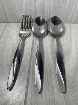 Oneida Stainless Flatware Serving Fork Spoon And Slotted Serving Spoon ...