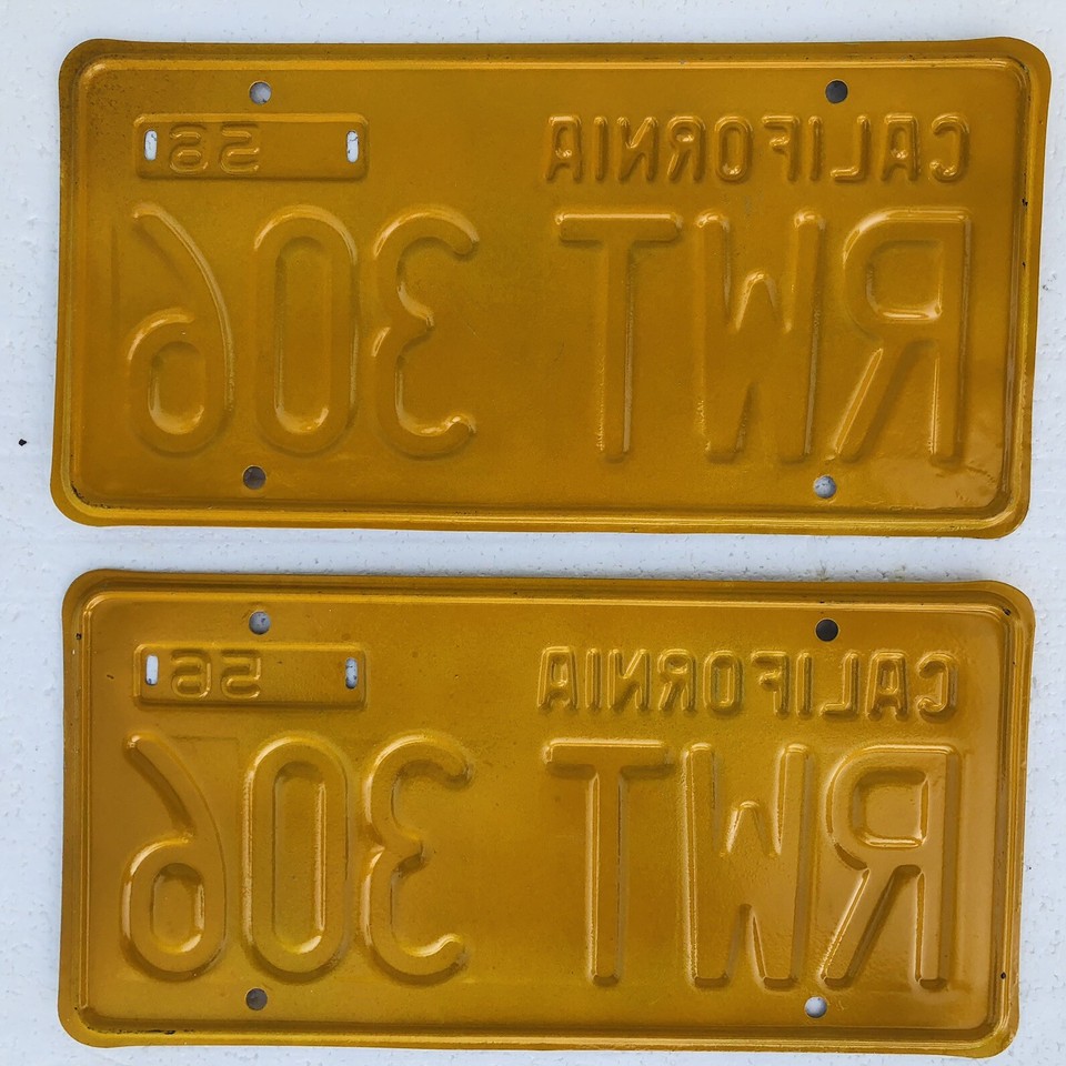 1956-1962 California License Plates Pair. Restored, Show Quality DMV ...
