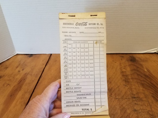 Vintage Original Coca-Cola COKE Order FORM Book Martinsville VA 1970's ...
