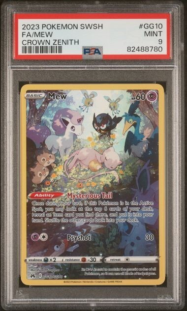 PSA 9 Mew Full Art Pokemon Crown Zenith GG10/GG70 Galarian Gallery Card ...
