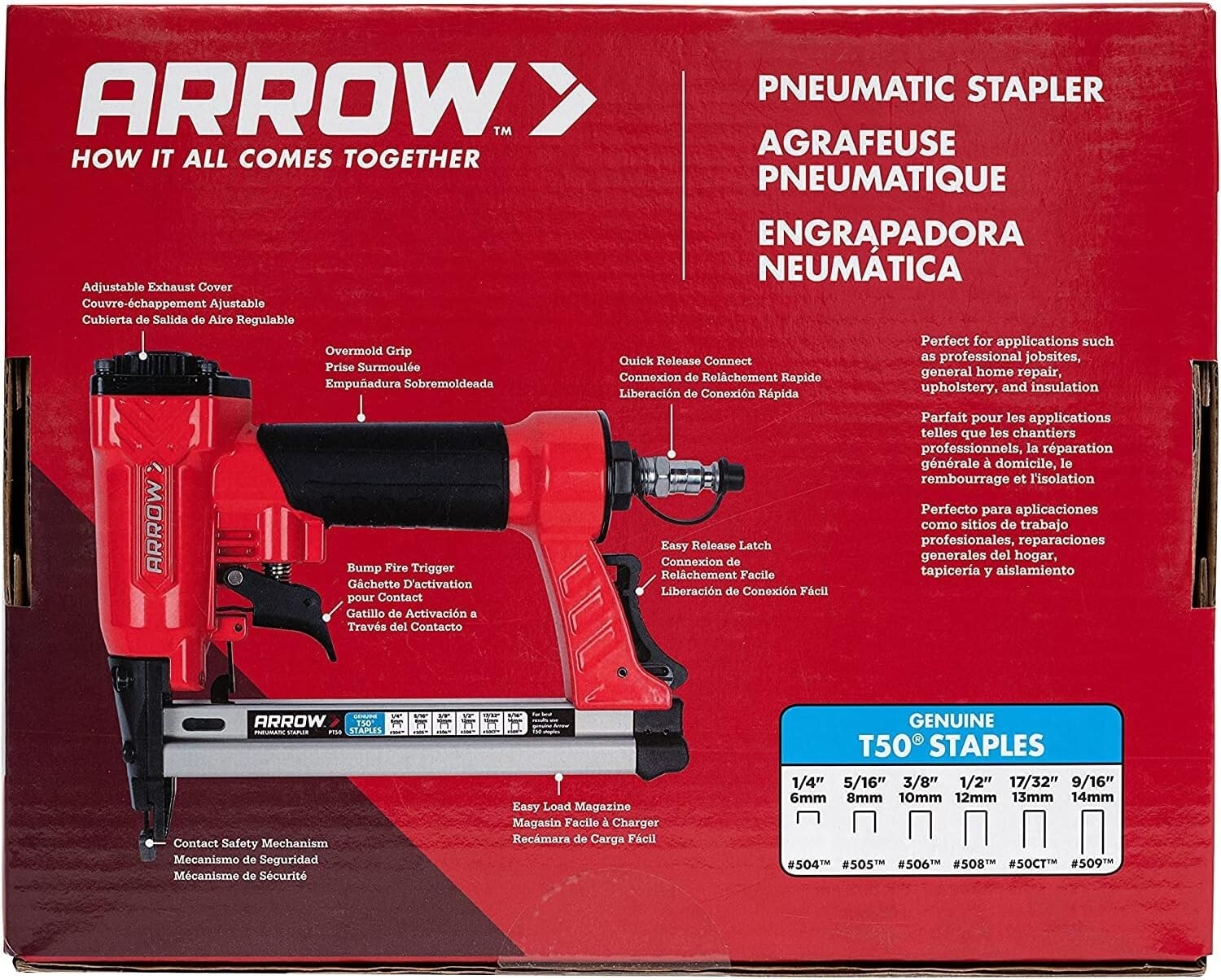Arrow PT50 Pneumatic Staple Gun - Easy Load, Comfort Grip, Versatile | eBay