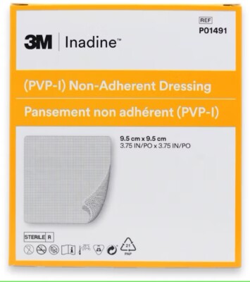 Inadine 9.5cm x 9.5cm Non Adherent Wound Dressing, Pov-Iodine ...