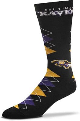 NEW! Baltimore Ravens Fan Nation Argyle Dress Socks One Size Fits Most ...