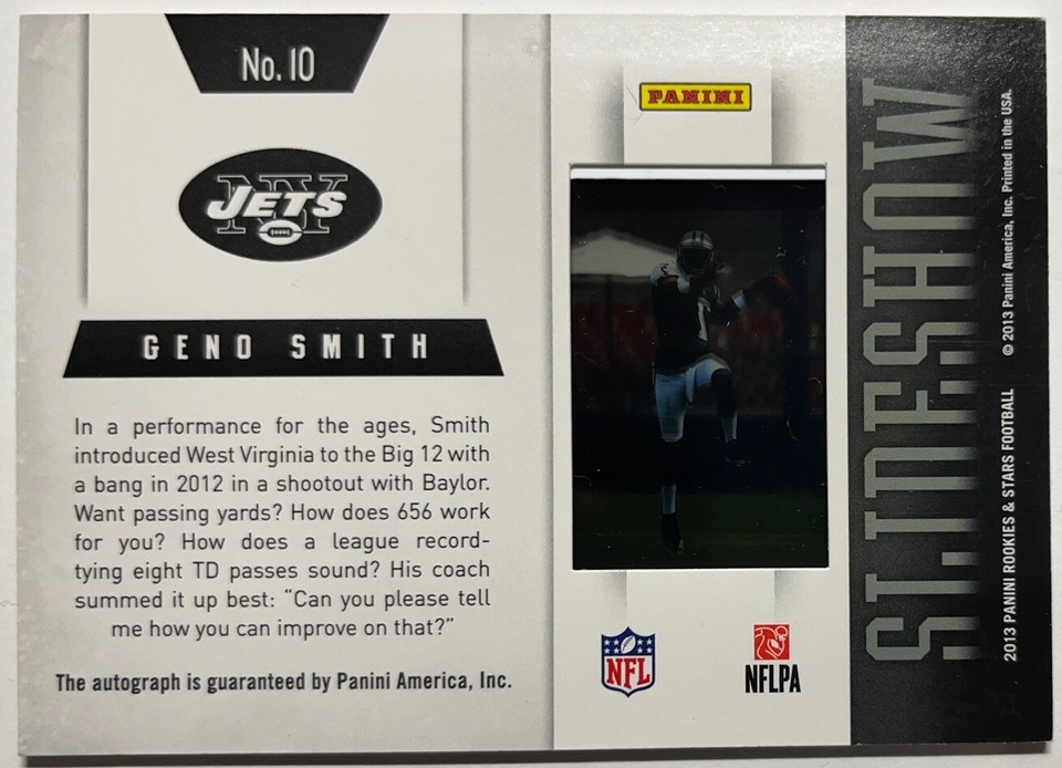 2013 Rookies and Stars Slideshow Geno Smith 97/100 Autograph Auto | eBay