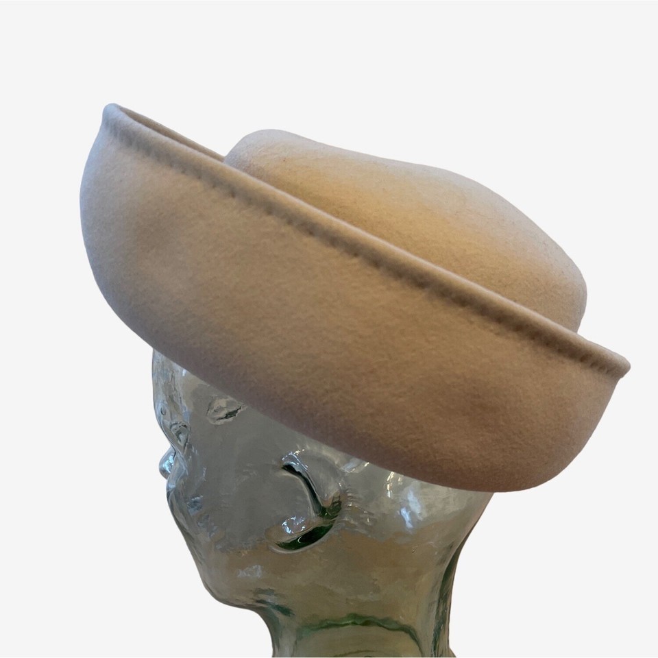 Neumann Endler Inc Wool Felt Breton Hat 21" Tan Beige Satin Ribbon Band ...