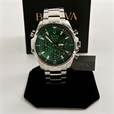 Bulova Classic Green Marine Star Stainless Steel 96B396 Watch (43MM) | eBay