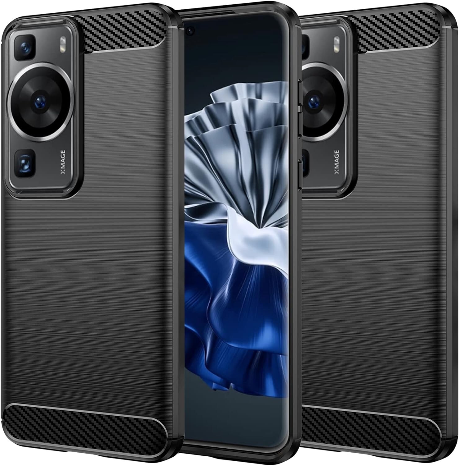 For HUAWEI P60 PRO CARBON FIBRE CASE SHOCKPROOF SLIM HEAVY DUTY PHONE ...