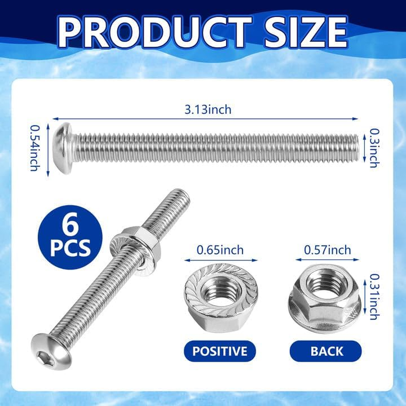 6 Packs Swimming Pool Ladder Bolts and Nuts- Stainless Steel Pool ...