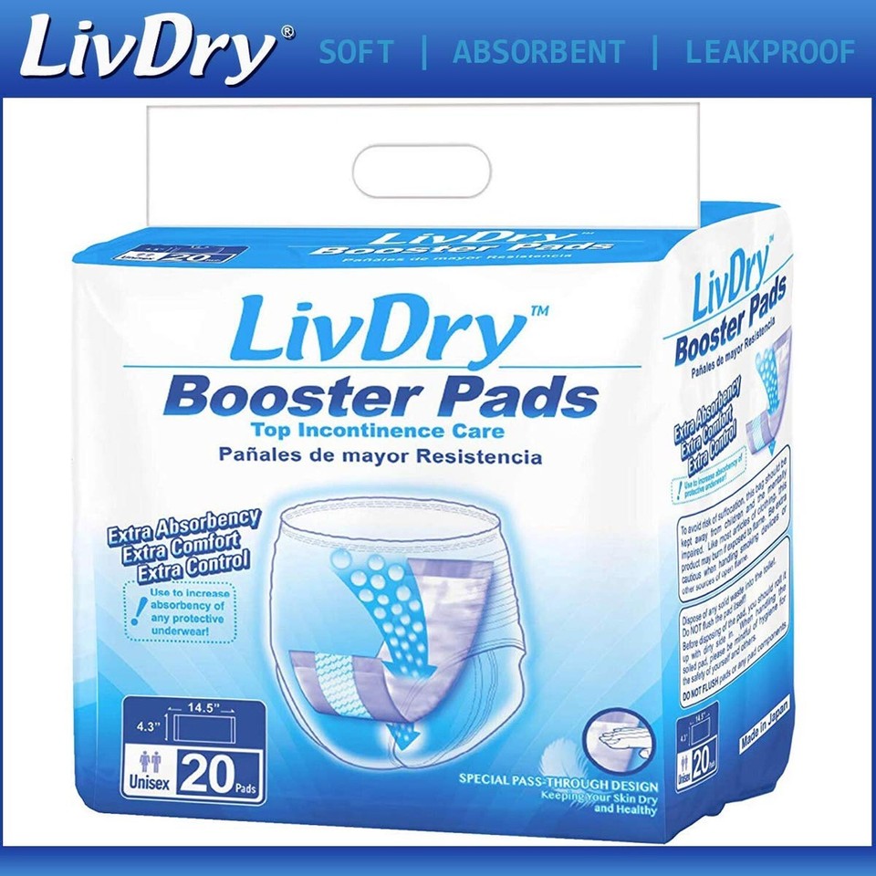 LivDry Incontinence Booster Pads, Use with Adult Diapers for Women and ...